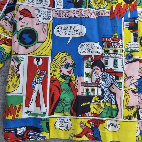 Nicky Zann | Tops | Rare Nicky Zann 7s Mod Vintage Authentic Love Comic Button Up Shirt | Poshmark